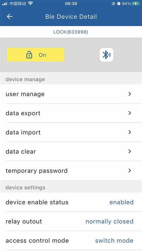 for the bluetooth lock device which can be accessed when user is near