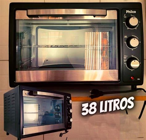 Forno Elétrico Philco PFE P L Timer de Minutos e Função Dourar W Preto