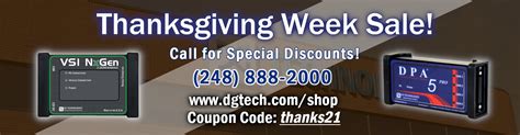 2021 Thanksgiving Week Savings! » DG Technologies