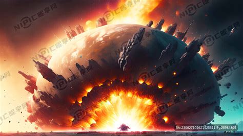 Ai创作图外星人侵略地球爆炸惊天动地星球战争 昵图网