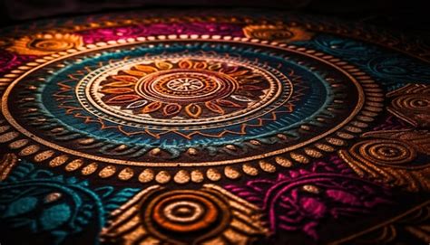 Premium Ai Image Ornate Rug With Vibrant Floral Pattern And Mandala Generated By Ai