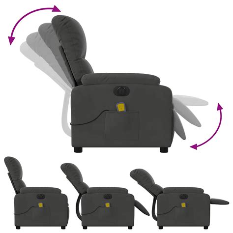 Vidaxl Electric Massage Recliner Chair Dark Gray Microfiber Fabric