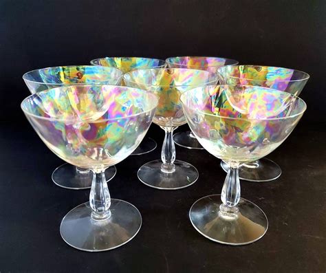 Fostoria Glass Iridescent Mother Of Pearl Champagne Glass S7 Etsy