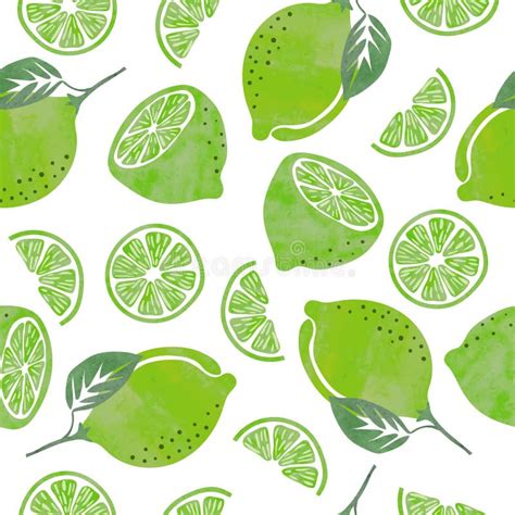 Seamless Lime Pattern Fruit Vector Background With Citrus Slices Stock Vector Illustration Of