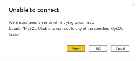 solved mysql power bi unable connection microsoft fabric community