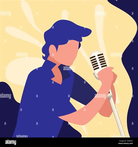 Singer With Microphone Character Vector Illustration Design Stock