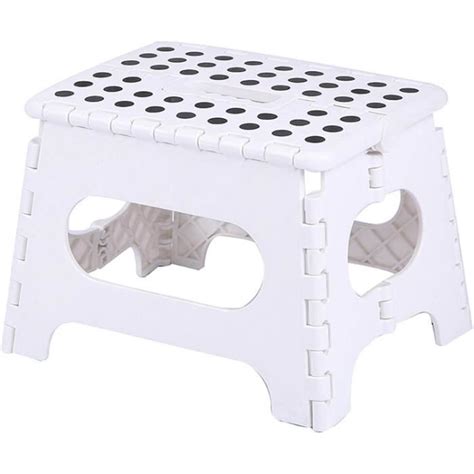 Escabeau Pliant Tabouret Antidérapant Portable Salle De Bain Léger Voyage En Plein Air Blanc