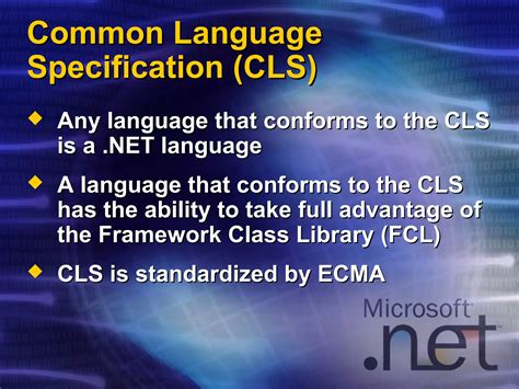 Microsoft Net Framework Ppt Programming Languages Computing
