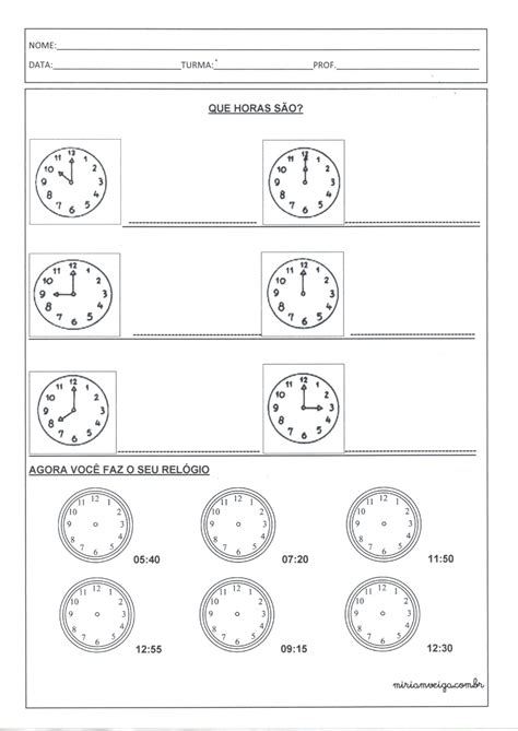 Relógio Analógico Acertar O Ponteiro · Alfabetização Blog