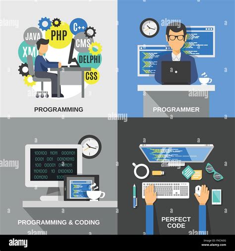 Programmer Flat Set Stock Vector Image Art Alamy