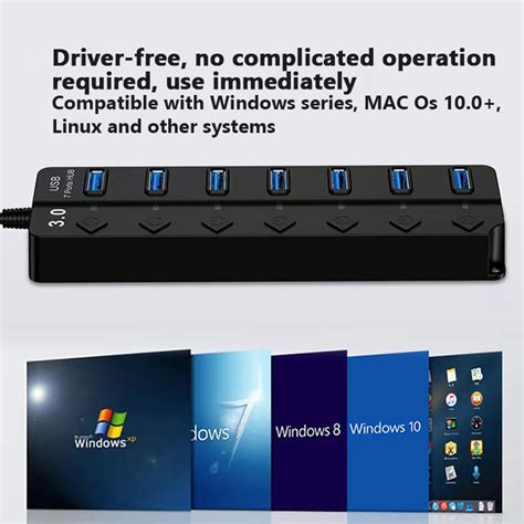 Usb Hub 3 0 Splitter With Individual On Off Switches And Lights 30cm Cable Usb Extension 7 Port