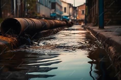 Broken Pipe That Leaks Water Water Leak From Public Consumption Pipe