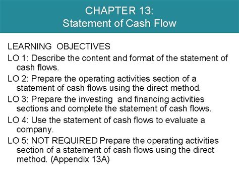 Chapter 13 Statement Of Cash Flow Learning Objectives