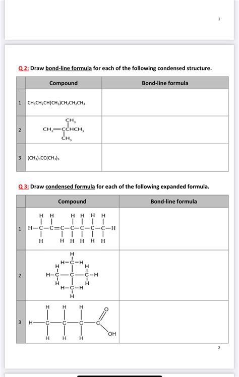 Solved 1q 2 Draw Bond Line Formula For Each Of The