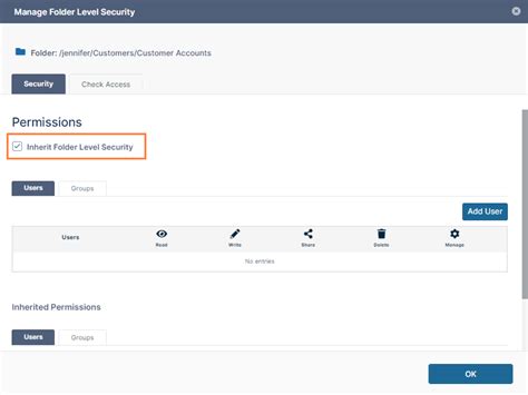 set permissions on folders in the user dashboard filecloud docs server