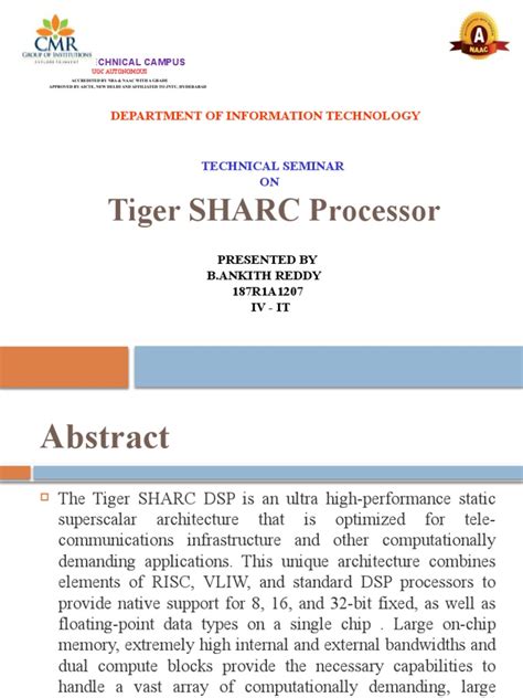 An Overview Of The Tiger Sharc Processor Architecture And Its