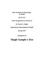 SPSS Single Sample T Test Spring Docx Basic Statistics For Kinesiology Health