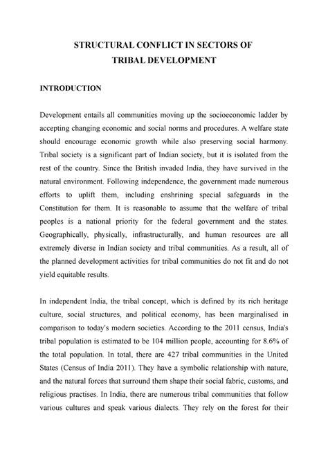 Structural Conflict In Sectors Of Tribal Development Diploma In