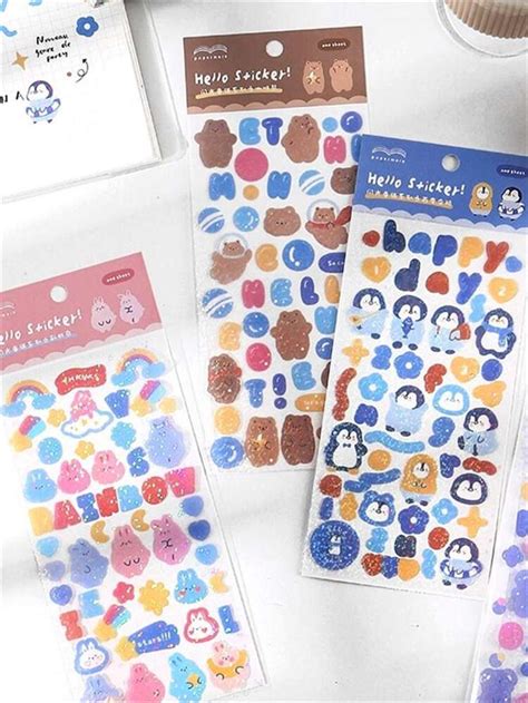 1pc Cartoon Graphic Random Sticker Hello Sticker Kawaii Stationery