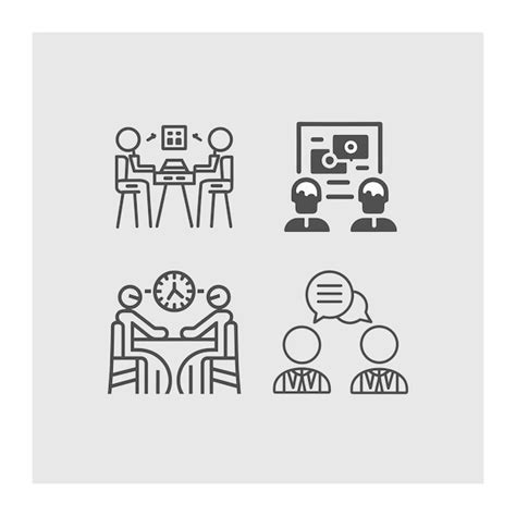 Premium Vector Meeting Outline Icons Set