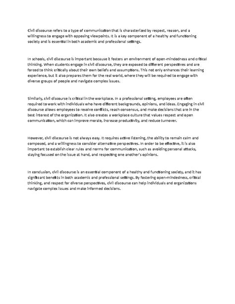 C1 Notes On The Importance Of Civil Discourse In School And Work