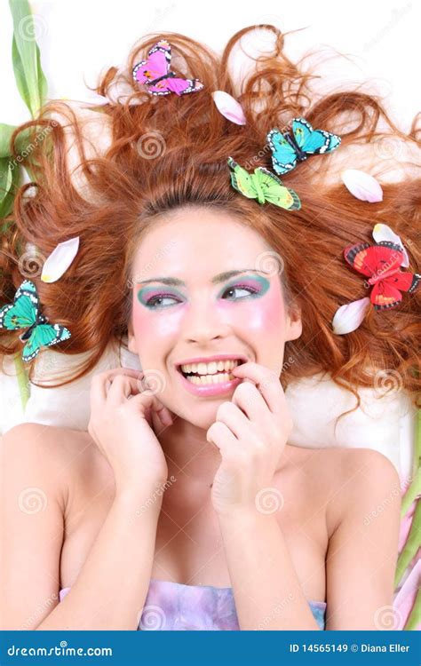 Red Haired Woman Biting Her Finger Stock Image Image Of Girl Lovely