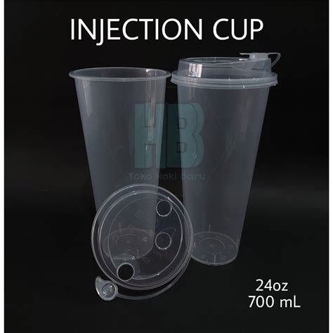 Jual Cup Gelas Plastik 24 Oz 700ml Tutup PP Cup Injection Reusable Thinwall Tebal Bubble