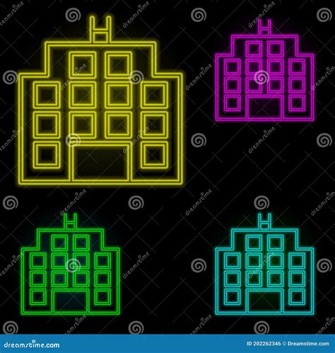 House Neon Color Set Icon Simple Thin Line Outline Vector Of Building Landmarks Icons For Ui