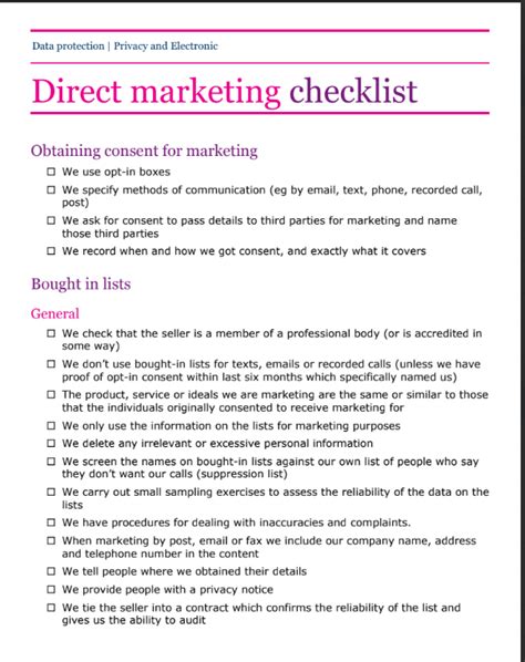 Direct Marketing Checklist Bookory