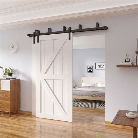 Laz Sliding Double Bypass Double Door Barn Door Hardware Kit Bypass