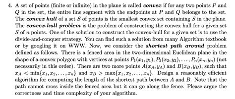 Solved 4 A Set Of Points Finite Or Infinite In The Plane