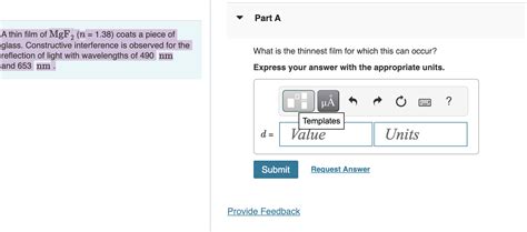 Solved A Thin Film Of Mgf2n138 Coats A Piece Of Glass