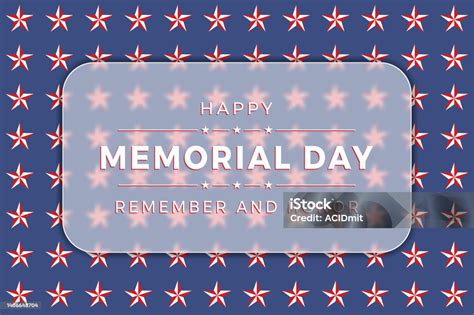 해피 현충일 배너 디자인 레이아웃 배경에 흐릿한 유리 요소와 별이 있습니다 애국적인 배경을 가진 휴일 템플릿 벡터 일러스트 레이 션 Eps 10 개념에 대한 스톡 벡터 아트