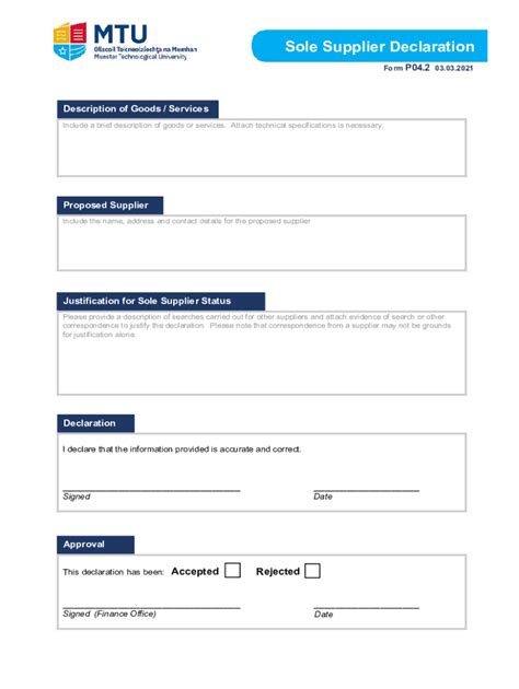 Fillable Online Supplier Declaration Form Pdf Fill Online Printable