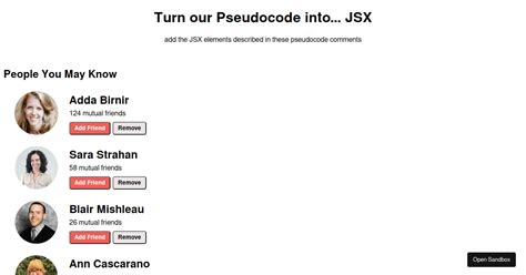 L3 Turn Our Pseudocode Into Jsx Solution Codesandbox