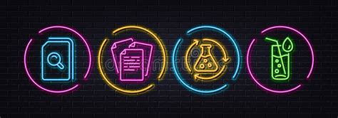 Documents Search Files And Chemistry Experiment Minimal Line Icons For Web Application