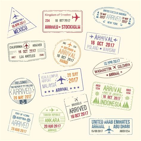 Premium Vector Vector Icons Of Travel City Passport Stamp
