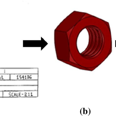 Sequence Of The Designing A Nut A Engineering Drawing Of Nut B Solid Download Scientific