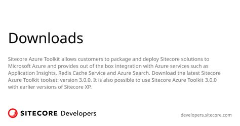 Sitecore Azure Toolkit Downloads Sitecore Developer Portal