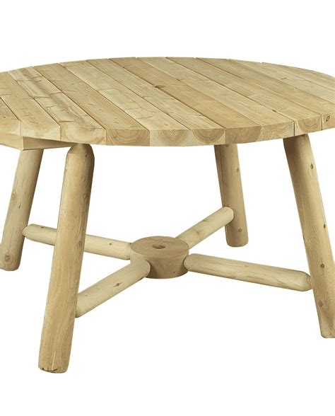 Table de Jardin Parasol Ronde en bois Cèdre Rondins