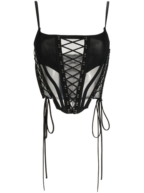 Monse Lace Up Sheer Bustier Top Farfetch