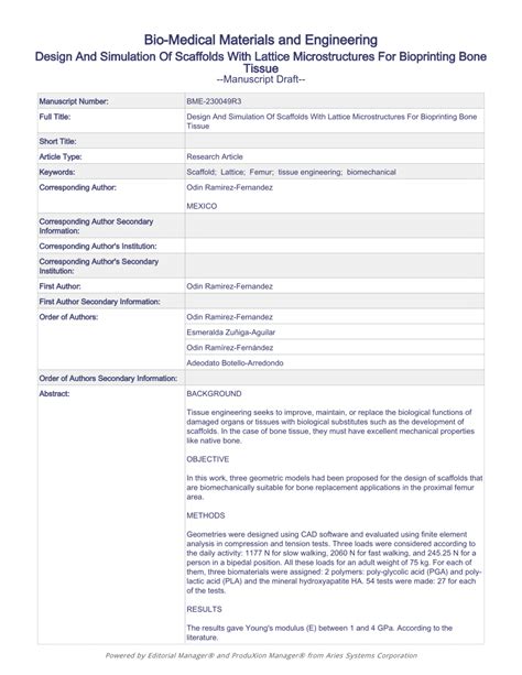 Pdf Design And Simulation Of Scaffolds With Lattice Microstructures For Bioprinting Bone Tissue