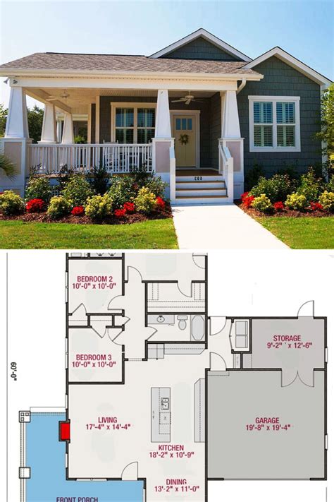 Single Story 3 Bedroom Bungalow Home With Attached Garage Floor Plan