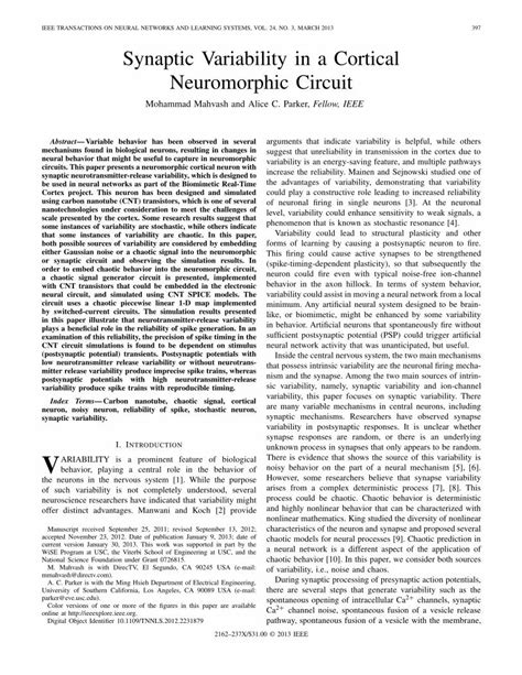 Pdf Synaptic Variability In A Cortical Neuromorphic Circuit Dokumen