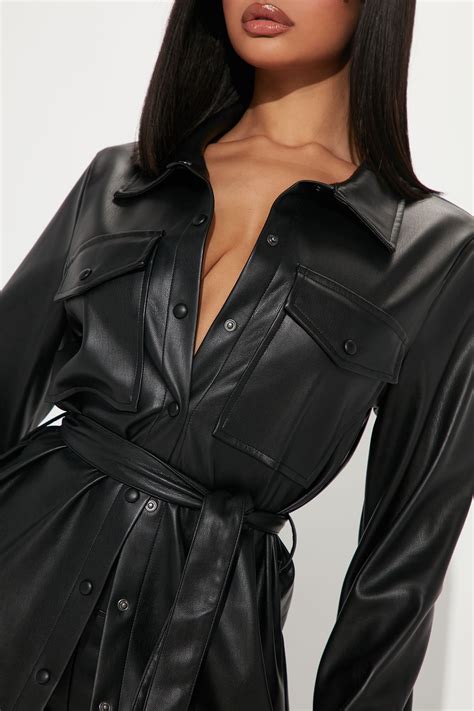 Loosen Up Faux Leather Shirt Black Fashion Nova