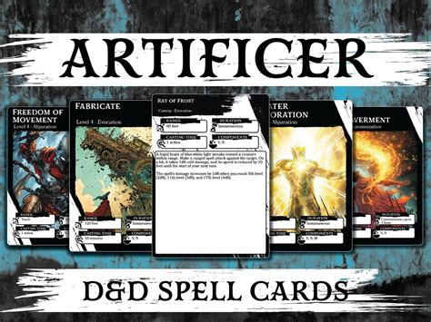 Dnd Spell Cards Artificer Dungeons And Dragons 5e D D Spellbook