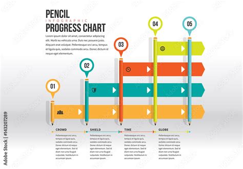 Pencil Progress Chart Infographic Stock Template Adobe Stock