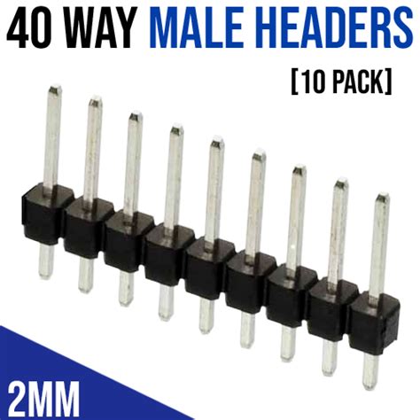 40 Way Sip Male Header 2mm 10 Pack Micro Robotics