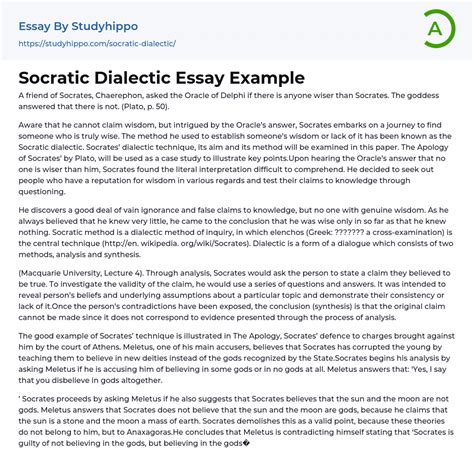 Socratic Dialectic Essay Example