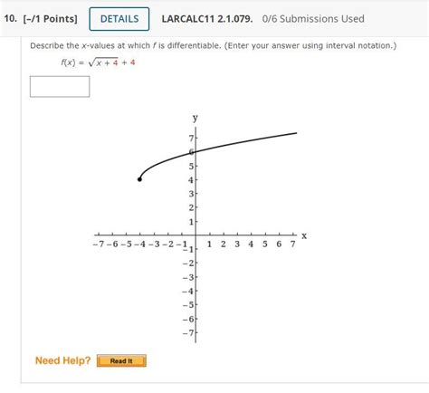 Solved 10 1 Points DETAILS LARCALC11 2 1 079 0 6 Chegg